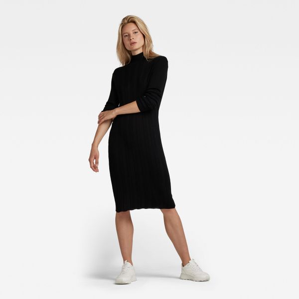 DRESS - G-STAR RIB MOCK DRESS KNIT BLACK
