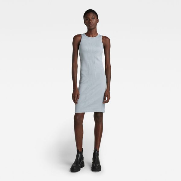 G-STAR DRESS - ENGINEERED RIB TANK DRESS BLUE