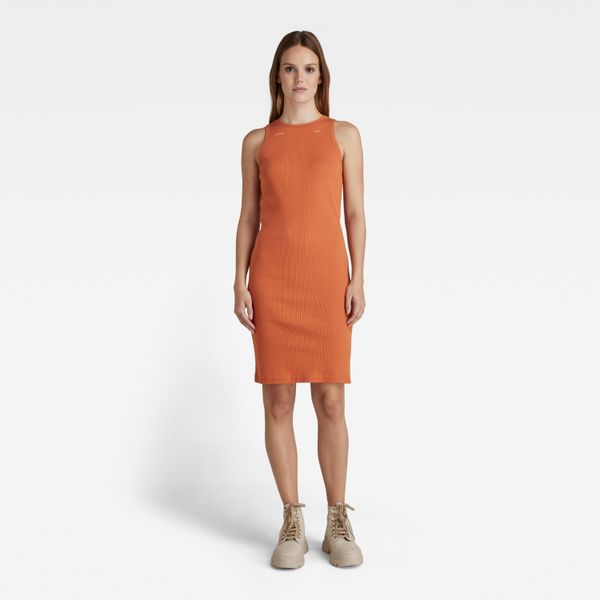 G-STAR DRESS - ENGINEERED RIB TANK DRESS ORANGE