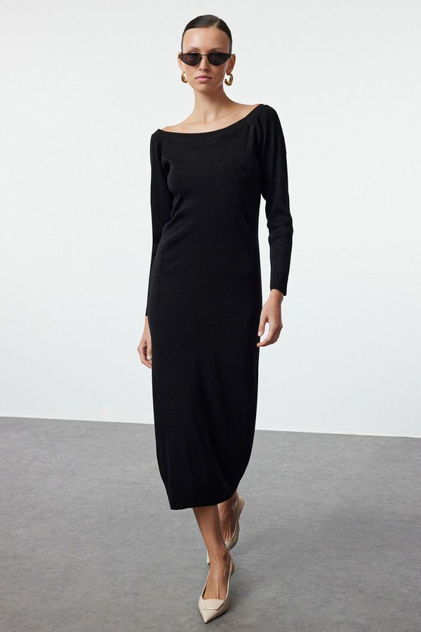 TRENDYOL BLACK MAXI KNITWEAR BOAT NECK DRESS