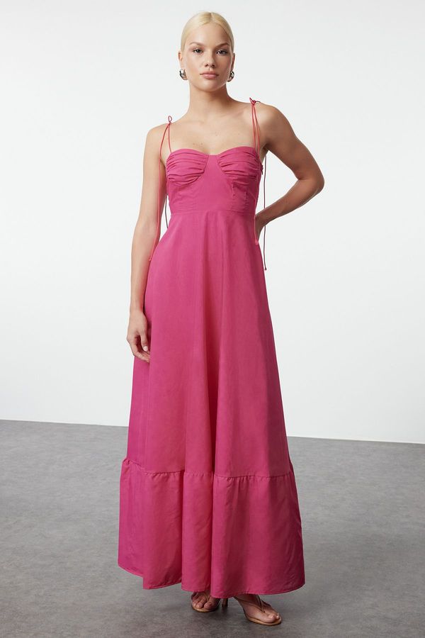 TRENDYOL FUCHSIA DRAPE DETAILED WOVEN MAXI DRESS