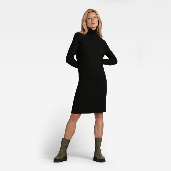 G-STAR DRESS - RIB MOCK SLIM DRESS BLACK