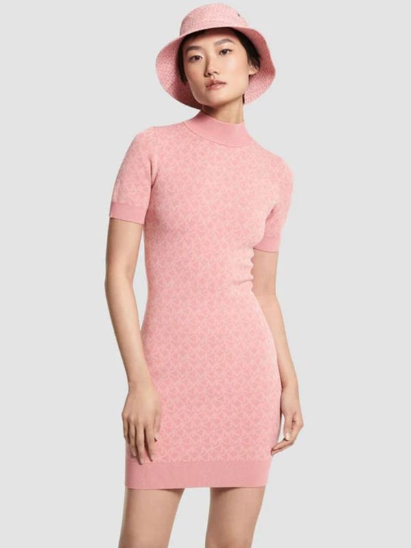 MICHAEL KORS DRESS - ECO MK DOT MOCK NK DRS PINK