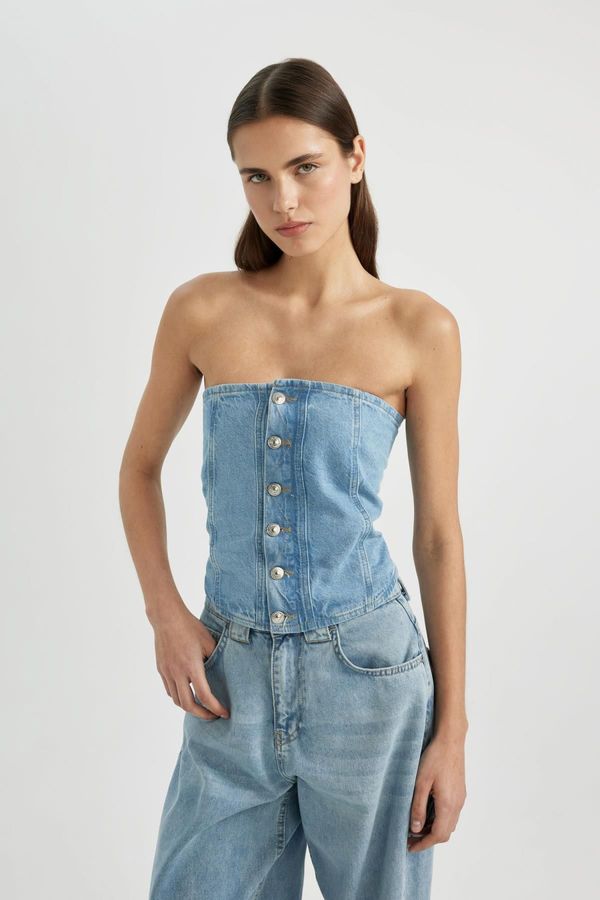 DEFACTO STRAPLESS JEAN BLOUSE
