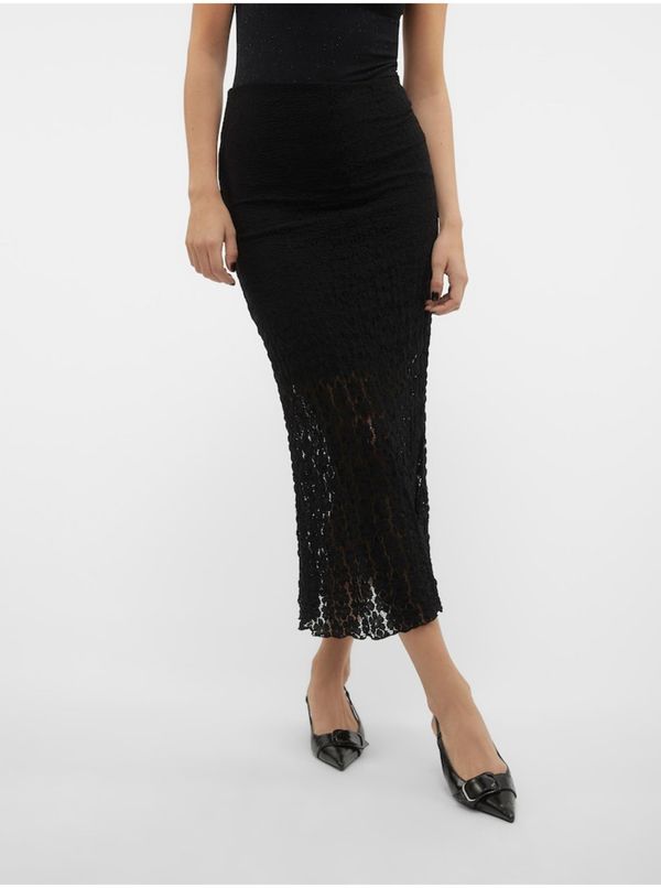 BLACK WOMEN'S LACE MAXI SKIRT AWARE BY VERO MODA VANIA - WOMEN