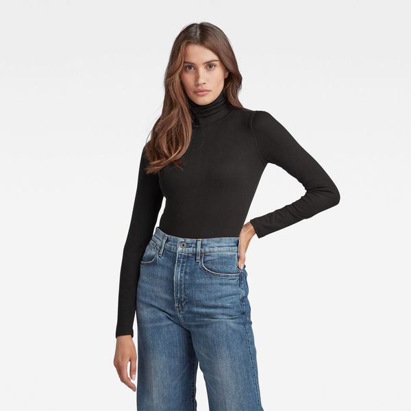 G-STAR TURTLENECK - BERNA RIB 2X2 WITH BLACK