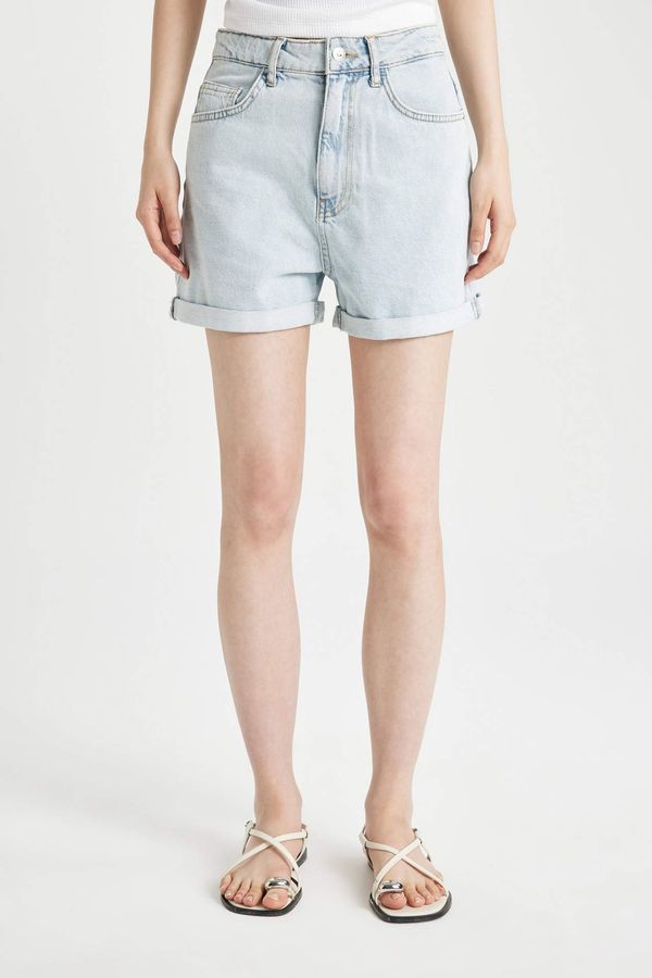 DEFACTO MOM FIT JEAN HIGH WAIST FOLDED LEG SHORT