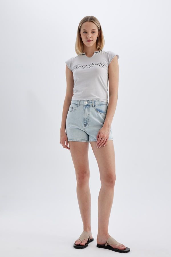 DEFACTO MOM FIT HIGH WAIST SKINNY JEAN SHORTS