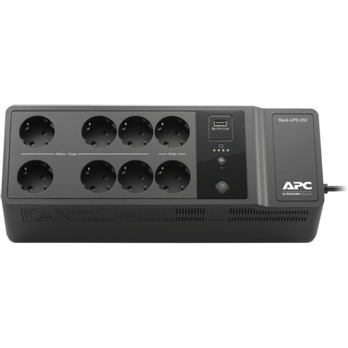 APC BE650G2-GR APC Back-UPS 650VA, Standby, Floor, 650VA/400W, 230V, AVR, 8x Schuko (6x Full + 2x Surge), USB Type-A Fast Charger Port (2.4A), PF 0.61 (Full load), Battery 7Ah (APCRBC110), Line Pr...