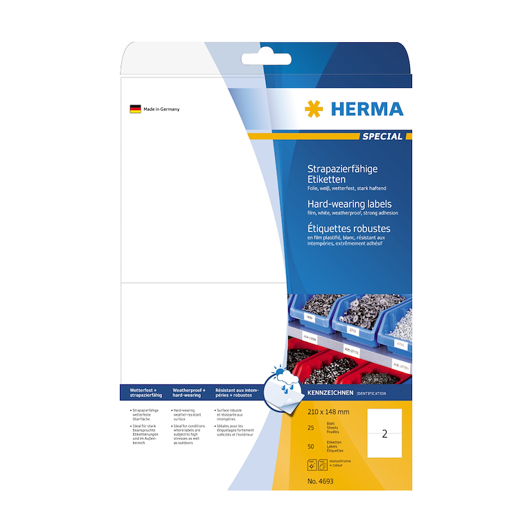 NEPODERIVE ETIKETE HERMA 210X148MM A4/2 25L BELA