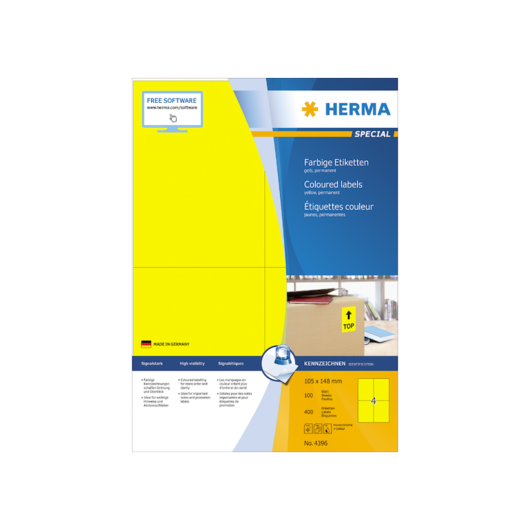 ETIKETE HERMA 105X148MM A4/4 100L