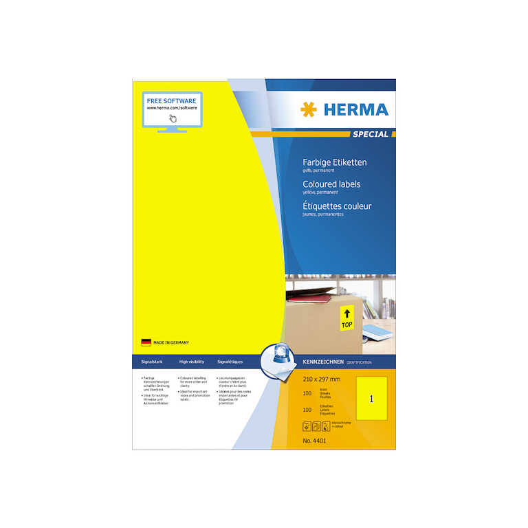 ETIKETE HERMA 210X297MM A4/1 100L