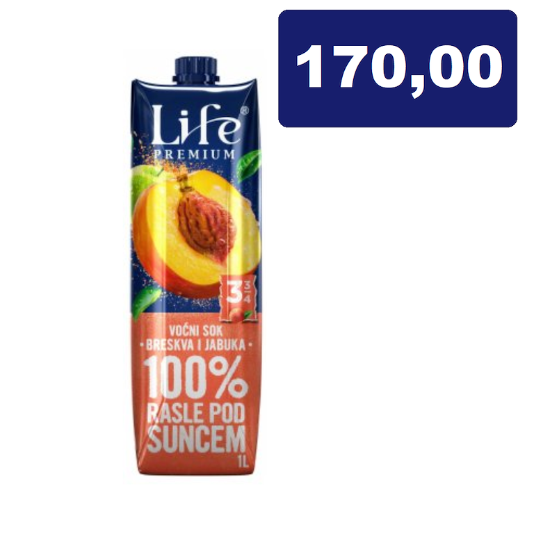 NECTAR LIFE PREMIUM 1L NEGAZIRANI SOK BRESKVA 1/12