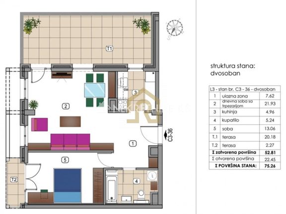 Prodaja, stan, Airport City, 75m2, ID1283