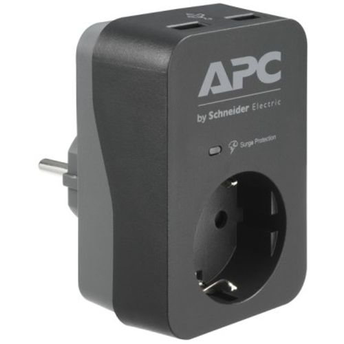 APC PME1WU2B-GR APC Essential SurgeArrest, 1 Schuko + 2 USB Charging Ports (2.4A Total), 230V 16A