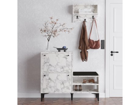 HANAH HOME Cipelarnik sa čivilukom Bred Carrara Marble