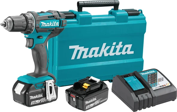 Makita Akumulatorska bušilica 18V, 13mm, 2sp Punjač DC18RC, Akumulator BL1830B x2, kofer