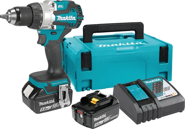 Makita Akumulatorska bušilica 18V, 13mm, 2sp Punjač DC18RC, Akumulator BL1850B x2, kofer