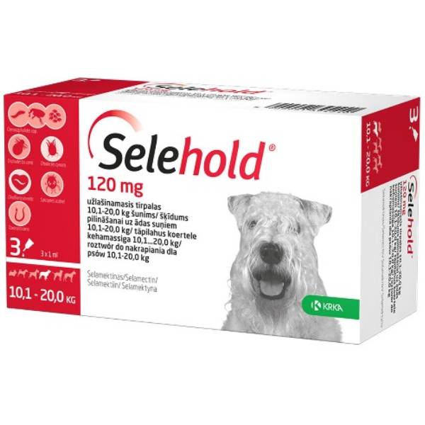 Selehold dog 10-20kg, 120mg 1 ampula