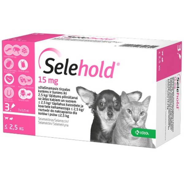 Selehold dog/cat do 2,5kg, 15mg jedna ampula, proizvod dostupan u radnji