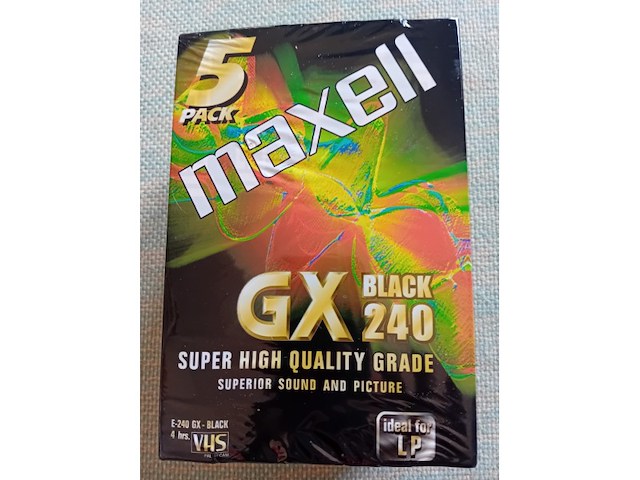 VHS Maxell GX black 240 neotpakovane 5 komada