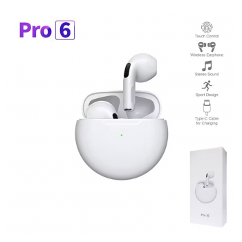 Bluetooth slusalice Airpods Pro 6 HQ bele