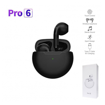 Bluetooth slusalice Airpods Pro 6 HQ crne