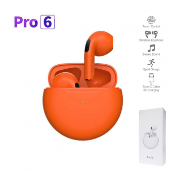 Bluetooth slusalice Airpods Pro 6 HQ narandzaste