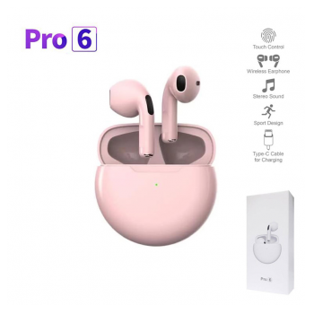 Bluetooth slusalice Airpods Pro 6 HQ roze