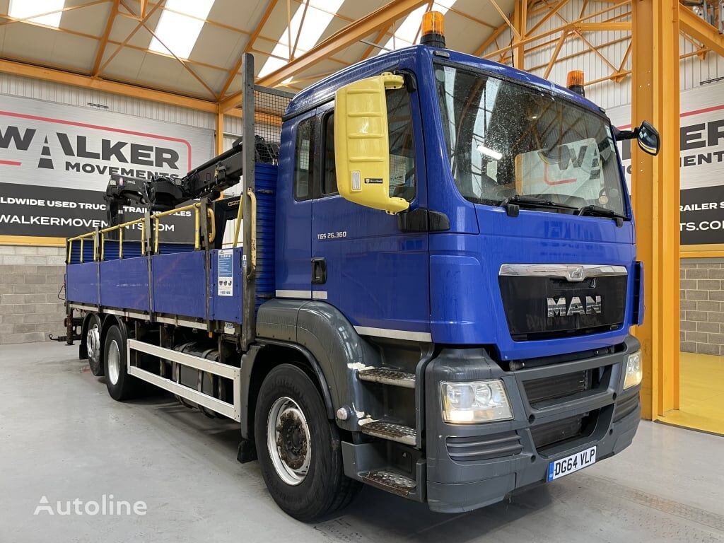 MAN TGS 26.360, 6X2 26 TONNE DRAWBAR SPEC BRICK GRAB – 2014 – DG64 V kamion s ravnom platformom