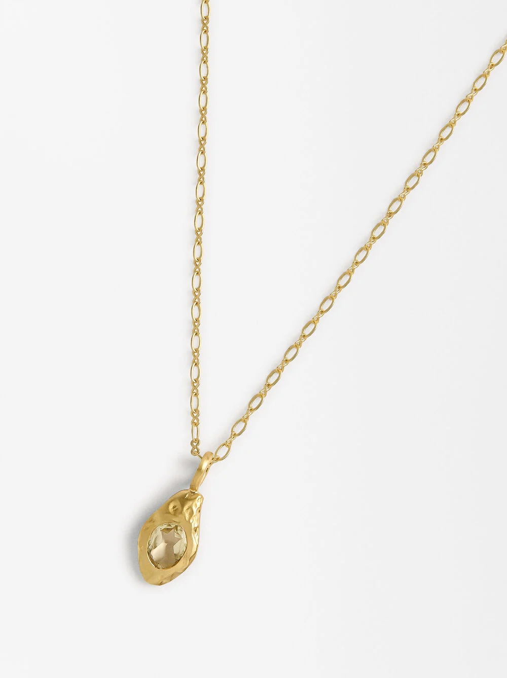 Link Necklace With Crystal Pendant Gold-Plated 18k