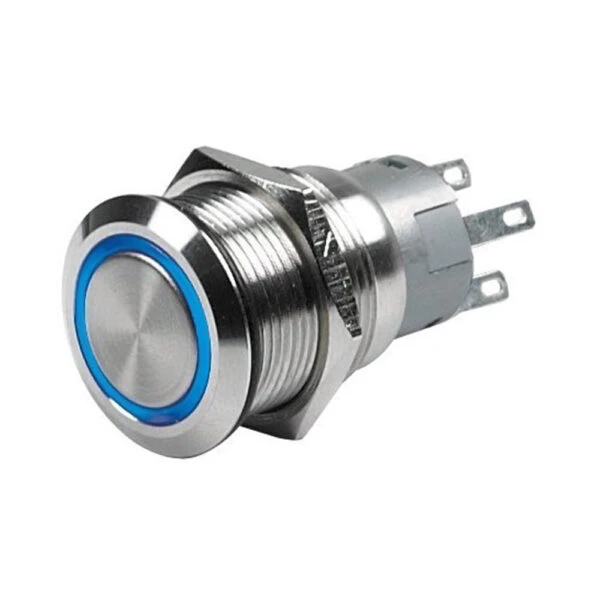 Push button on-off latching 3.3v blu led