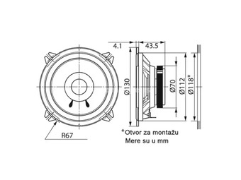 Kenwood auto zvučnici 130mm 30W