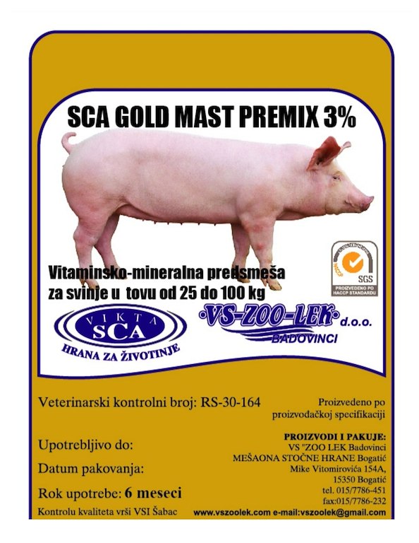 SCA GOLD MAST PREMIX 3% 3kg