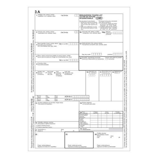 CMR - MEĐUNARODNI TOVARNI LIST (A4 SET 7L. NCR)