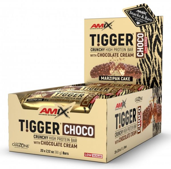 TiggerZero CHOCO Protein Bar 20x60g Marzipan Cake