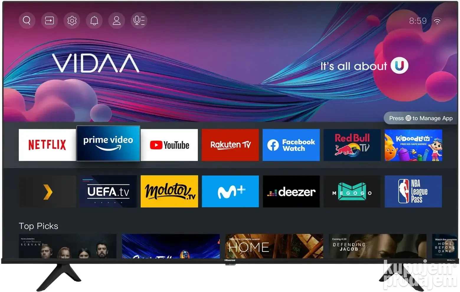 50″ Smart TV Hisense Ultra HD 4K 50A6BG