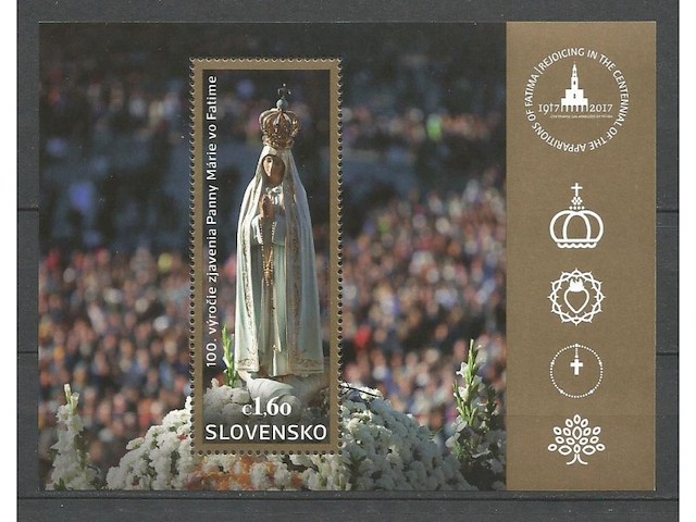 Slovacka 2017. Fatima 1917 - 2017 MNH cist blok