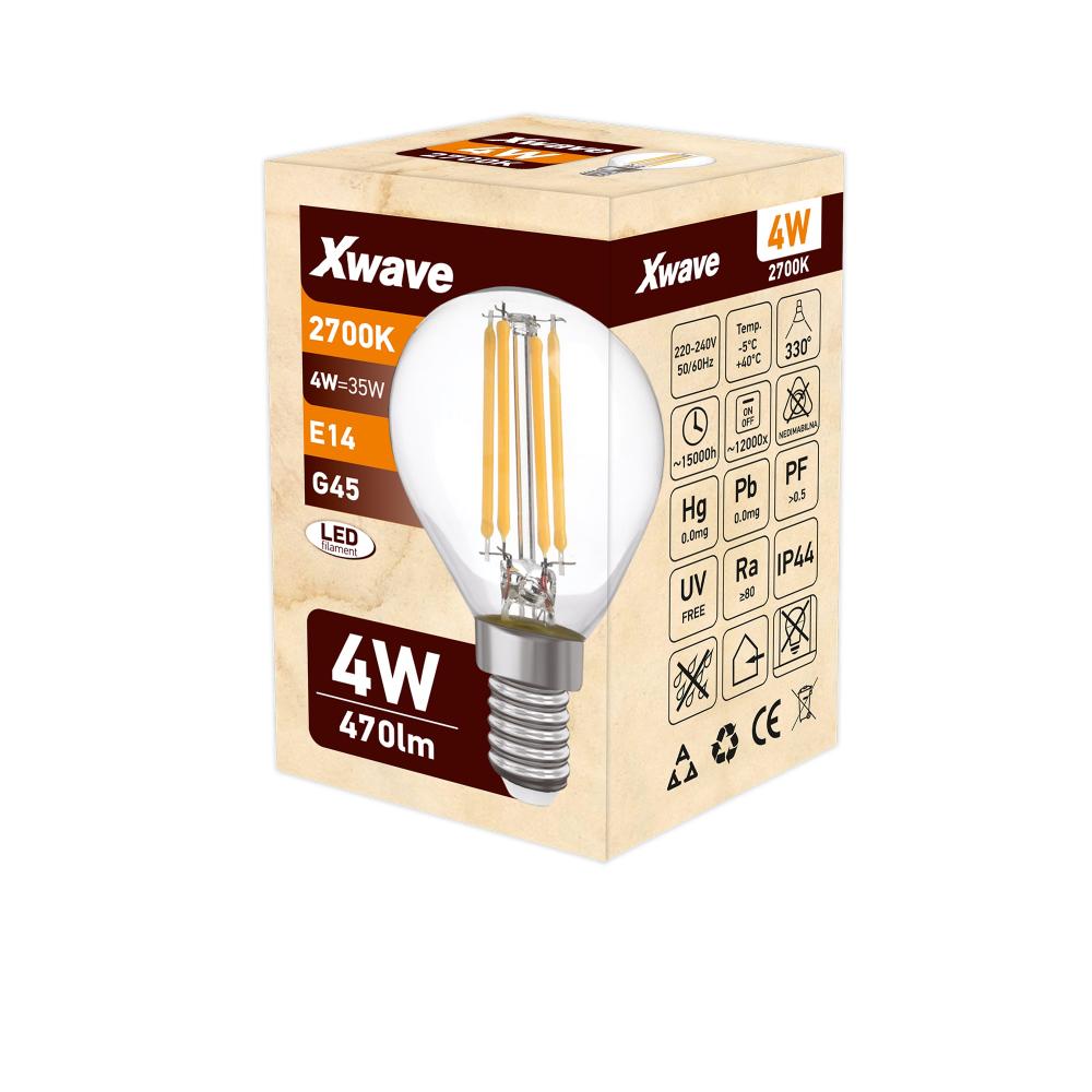 XWAVE LED SIJALICA E14 4W FILAMENT SL-F-G4-2700K-C