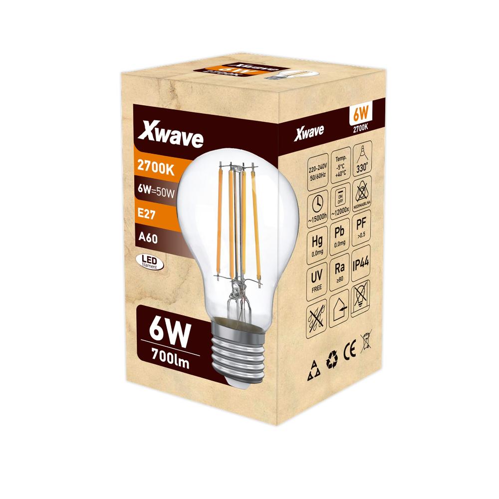 XWAVE LED SIJALICA E27 6W FILAMENT SL-F-A6-2700K