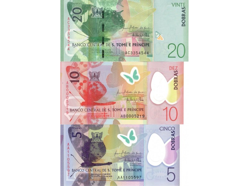 Sao Tome e Principe 5, 10 i 20 Dobras 2016 UNC