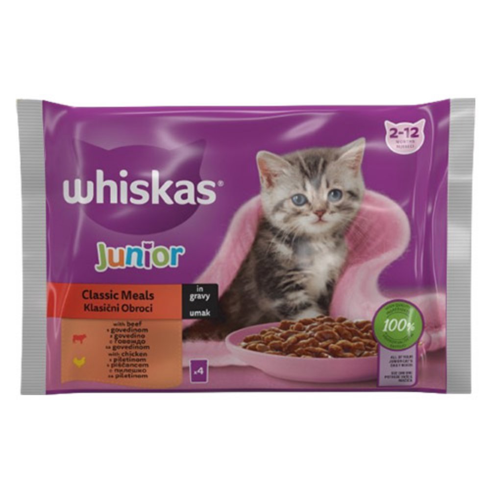 Whiskas kesicee,izbor mesa Junior 4x85g