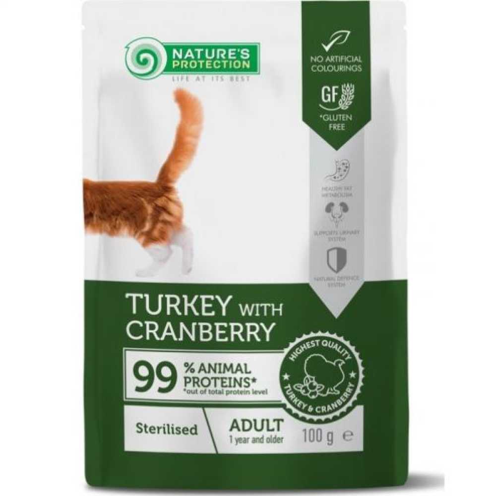 Nature's Protection kesica za mačke Turkey&Cranberry Sterilised 100g