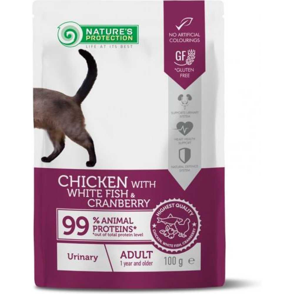 Nature's Protection kesica za mačke Urinary Health Chicken, White Fish& Cranberry 100g