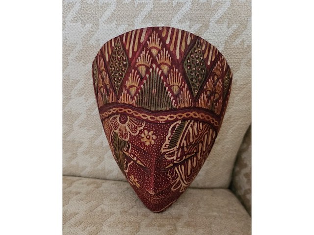 Vintage Indonesian Batik Panji Mask, drvo