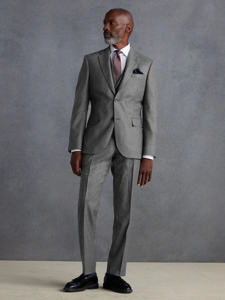 Grey Signature Zignone Flannel Suit Trousers