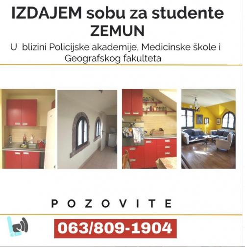 Zemun, izdajem studentima dvokrevetnu sobu