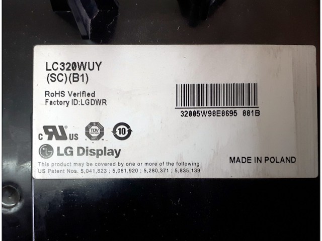 LCD Panel 32`,LC320WUY  (SC) (B1) Philips–32PFL3605/12