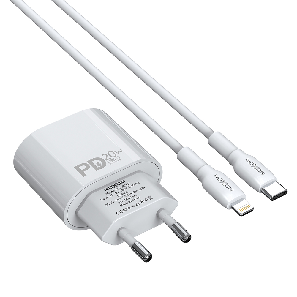 Kucni punjac Moxom MX-HC151 20W Type-C na Lightning beli (MS)
