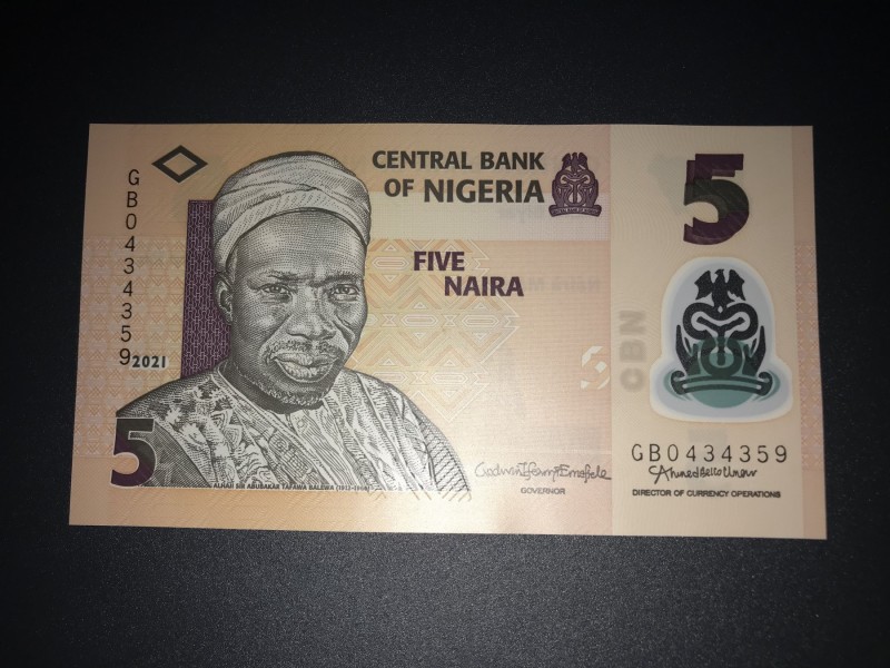 NIGERIJA 5 NAIRA.UNC.POLYMER.